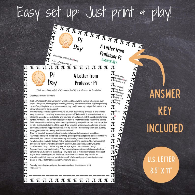 Pi Day Letter From Professor Pi | Printable Pi Day Party Activity for ...