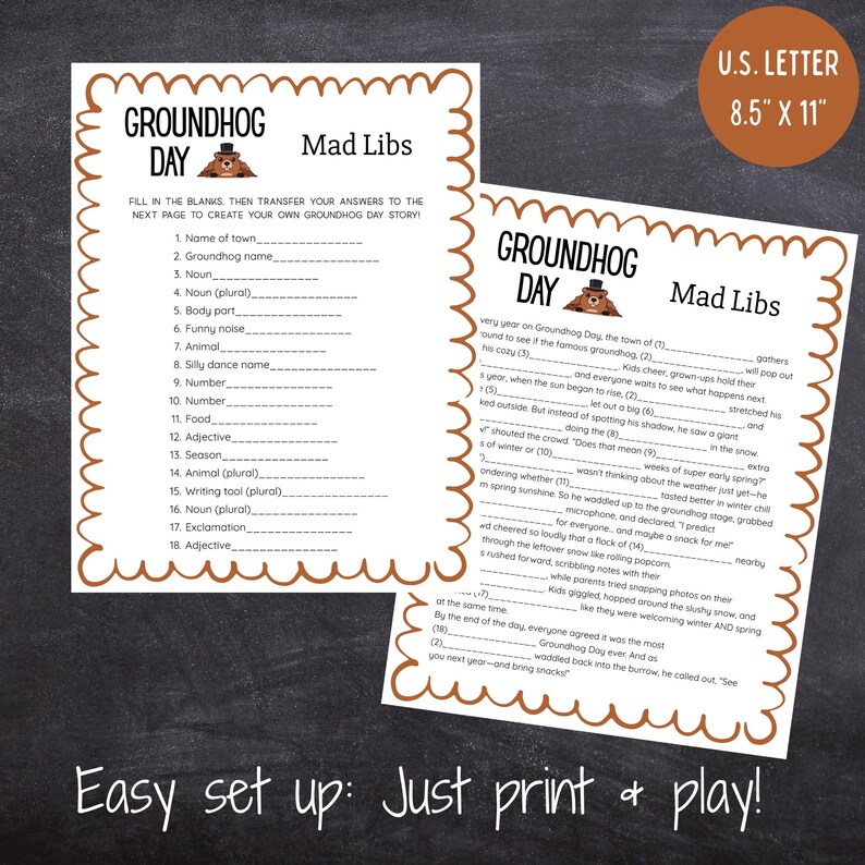 Groundhog Day Mad Libs | Printable Groundhog Day Activity for Kids ...