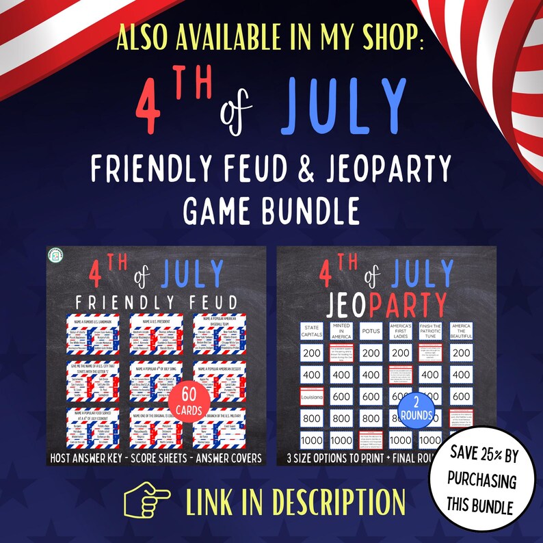 4th of July Jeoparty | Printable Fourth of July Game for Kids, Adults ...