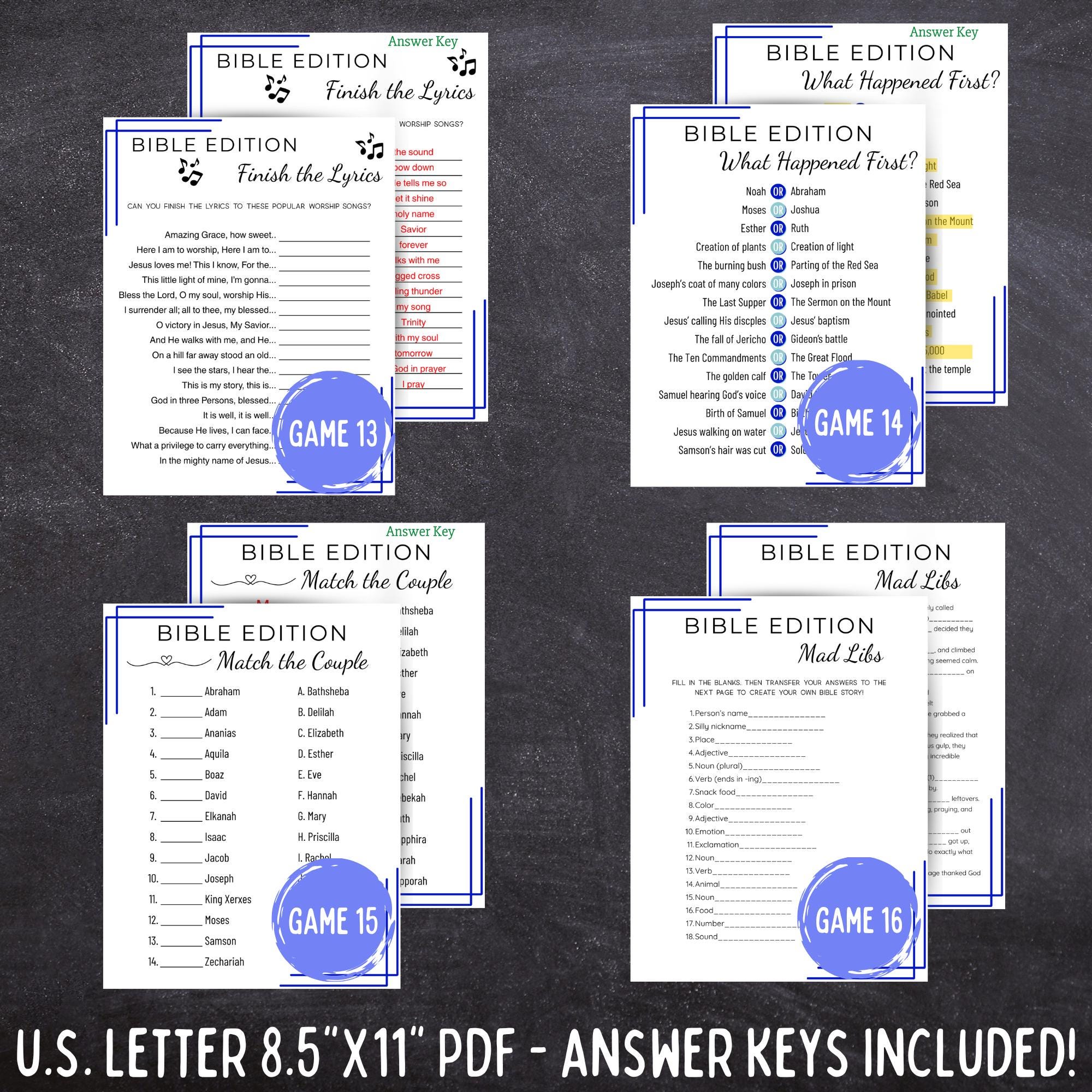Bible Game Bundle - No Prep Sunday School Games for Kids Teens Adults ...