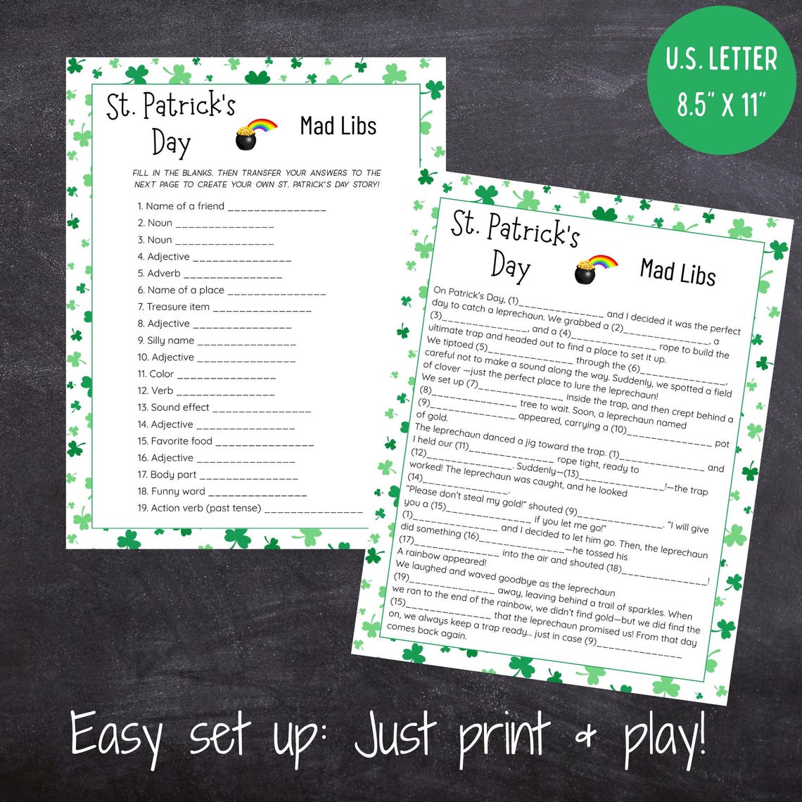 St Patricks Day Mad Libs | Printable St. Patrick's Day Party Game for ...