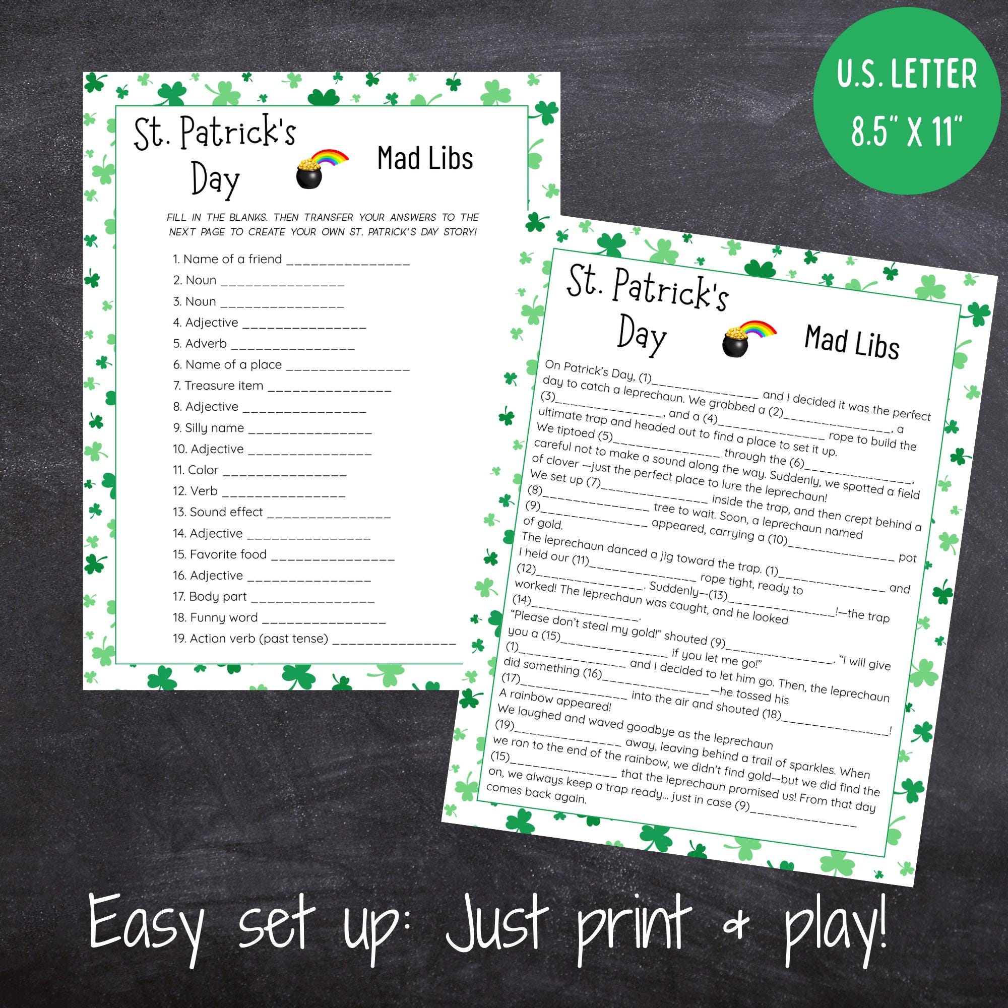 St Patricks Day Mad Libs | Printable St. Patrick's Day Party Game for ...