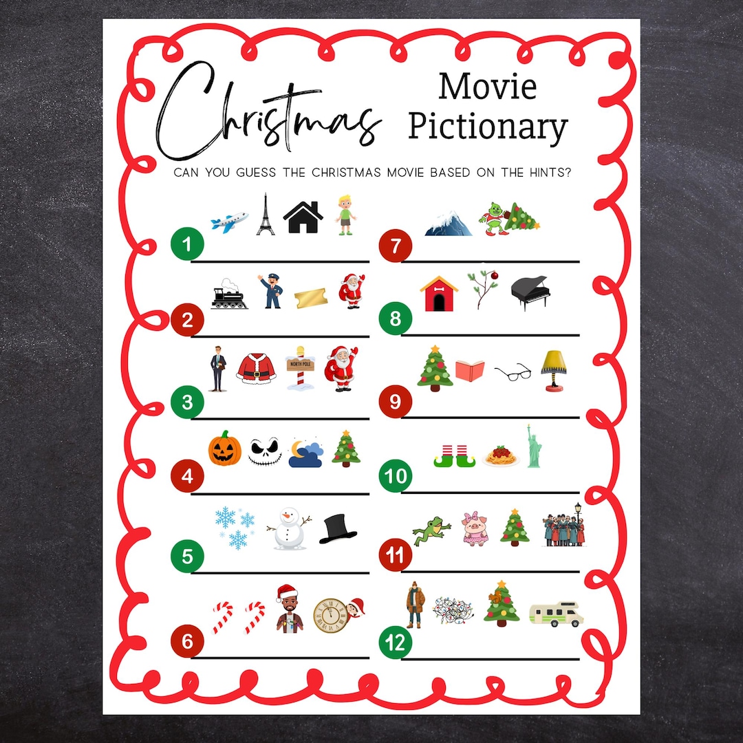 Christmas Movie Emoji Pictionary | Printable Christmas Game | Christmas ...