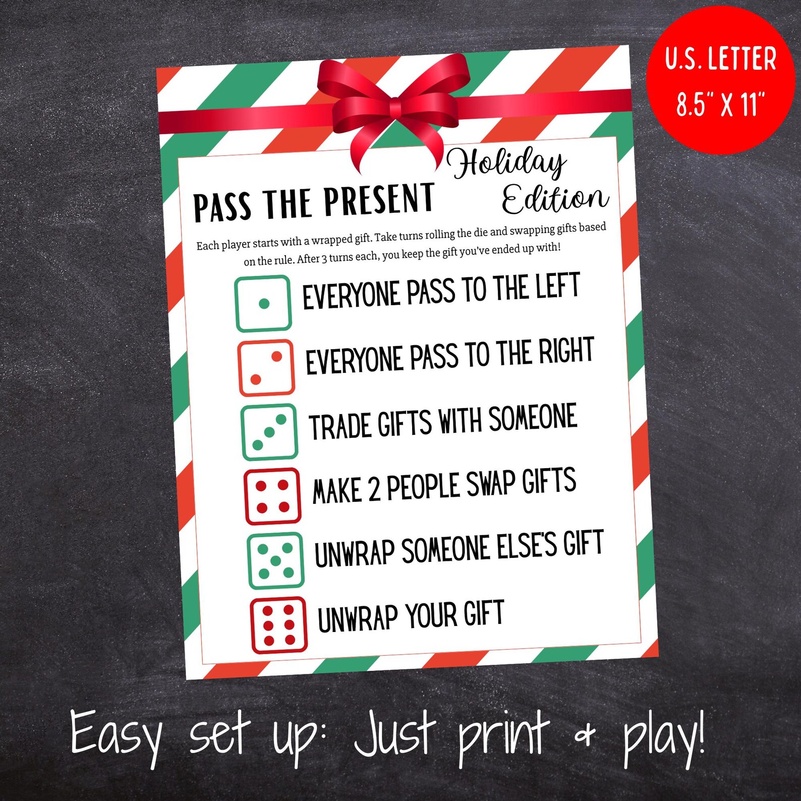 Pass the Present Game | Printable Christmas Game | Pass the Gift ...