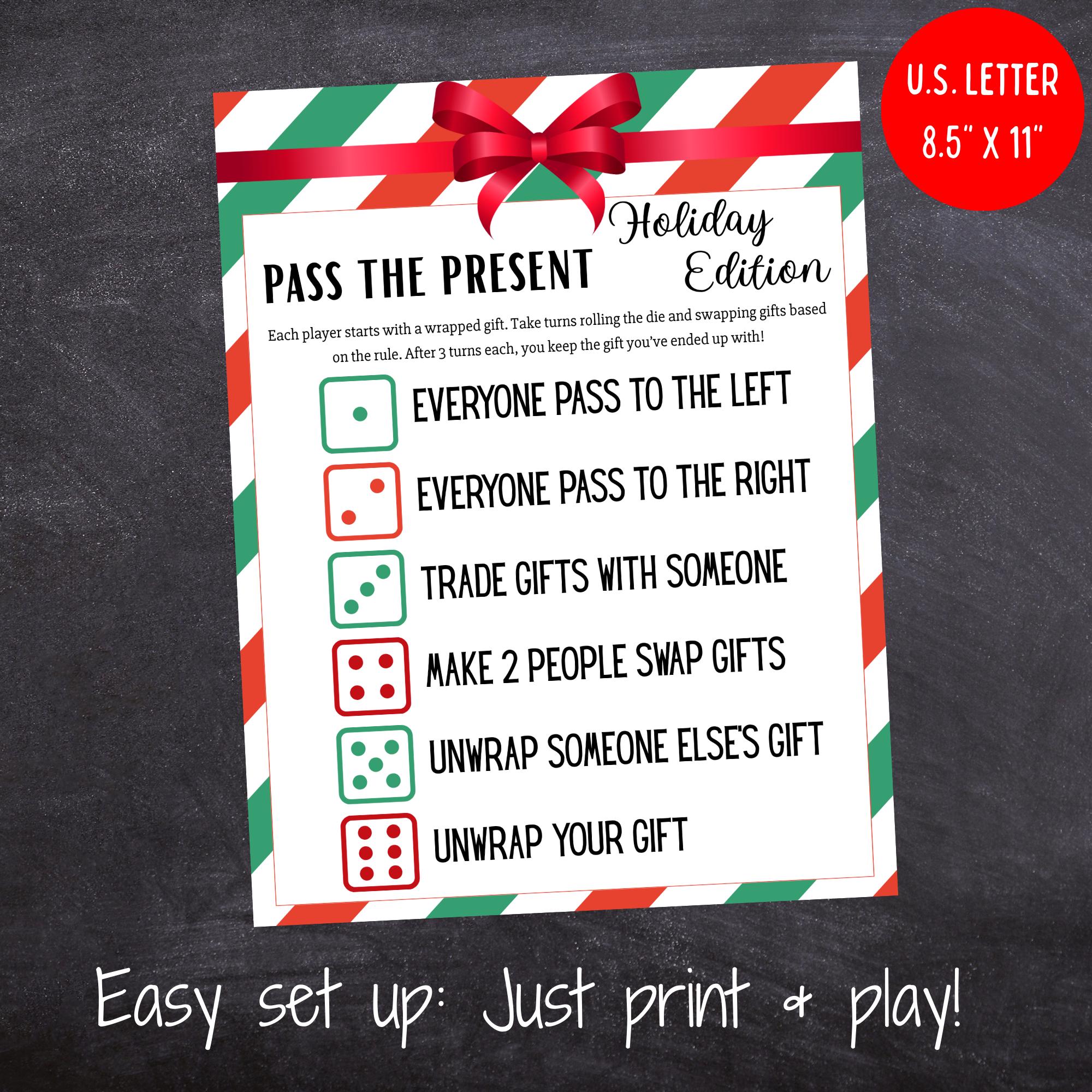 Pass the Present Game | Printable Christmas Game | Pass the Gift ...