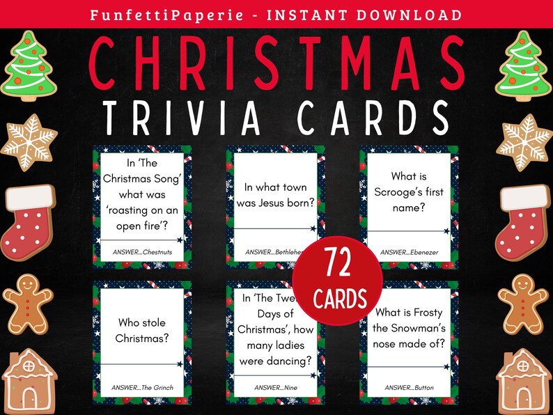 Christmas Trivia Game, Printable Christmas Questions, Christmas Party ...