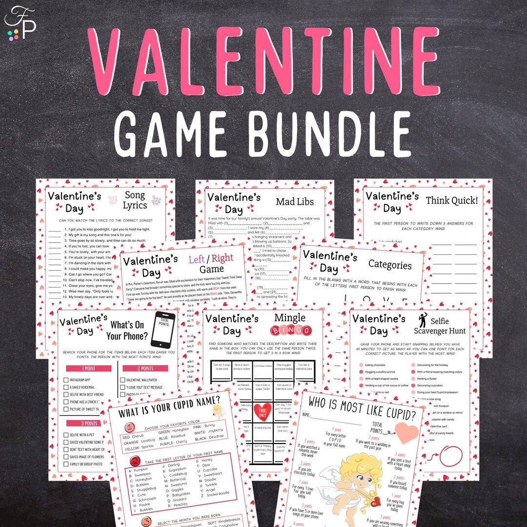 Valentine Printable Games & Activities | Valentine Game Bundle | 25 Fun ...