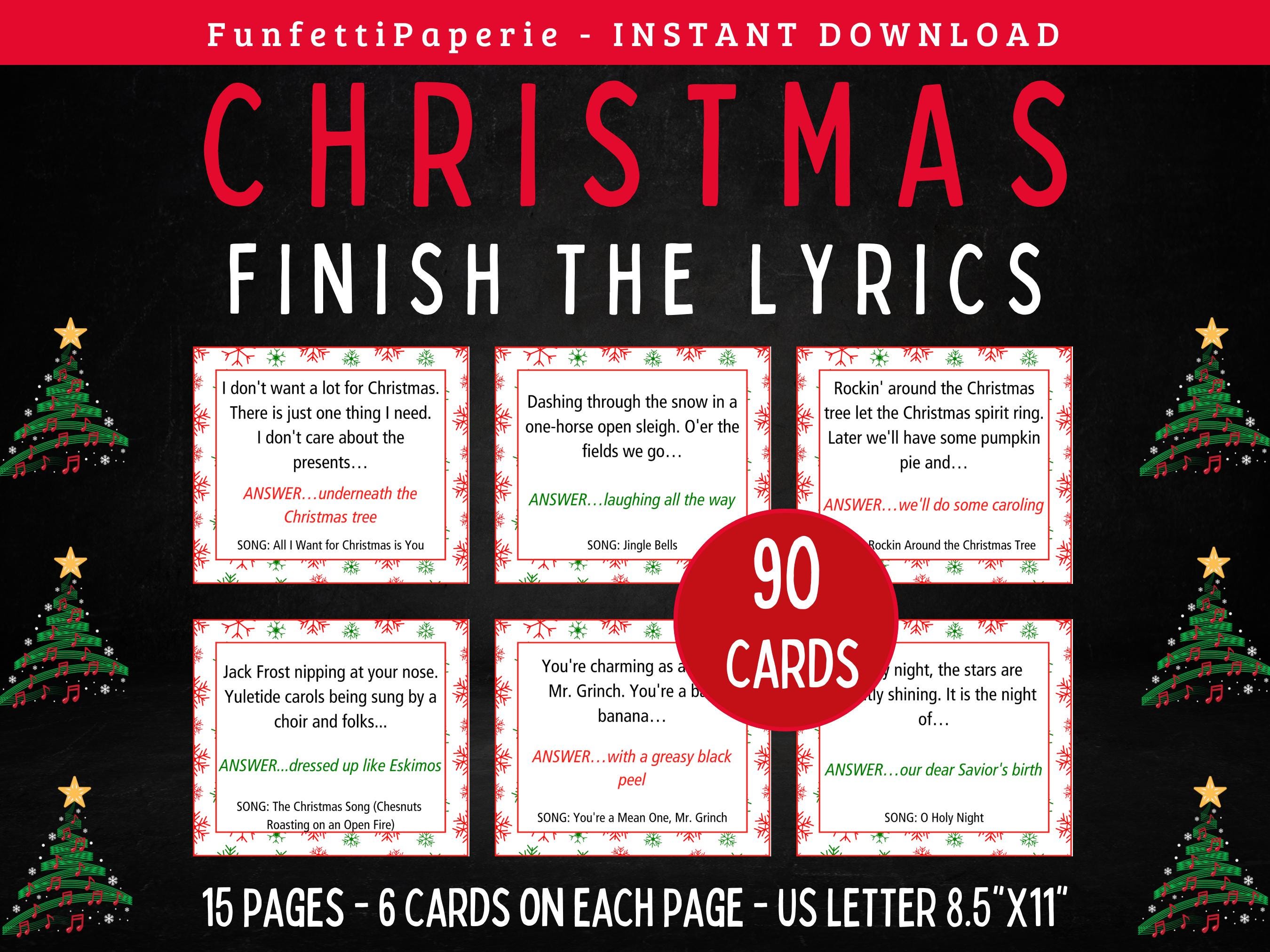 Christmas Finish the Lyrics, Printable Christmas Carol Game Kids and ...