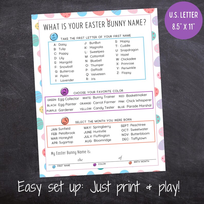 Easter Bunny Name Game | Printable Easter Party Game for Kids, Adults ...