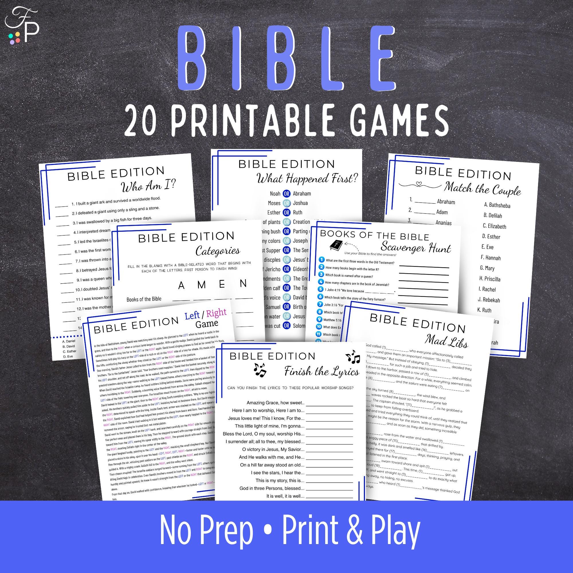 Bible Game Bundle - No Prep Sunday School Games for Kids Teens Adults ...