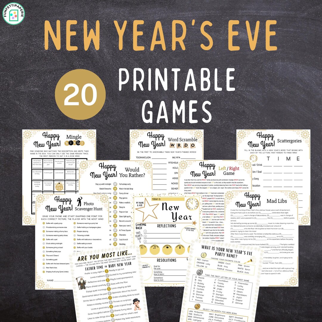 Printable New Year's Eve Game Bundle | New Year's Eve Party Games for ...