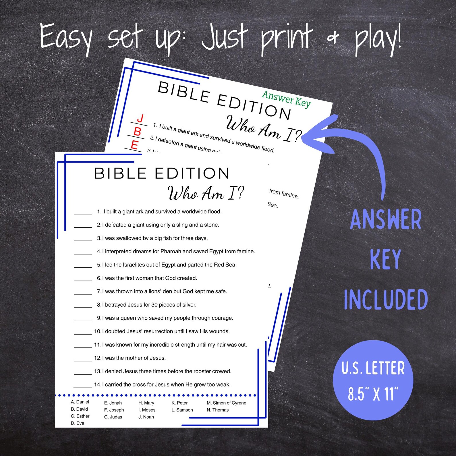 Bible Who Am I | Printable Bible Activity for Kids, Adults, Family ...