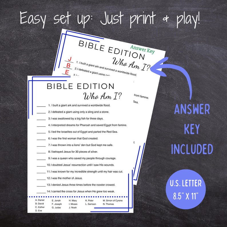 Bible Who Am I | Printable Bible Activity for Kids, Adults, Family ...