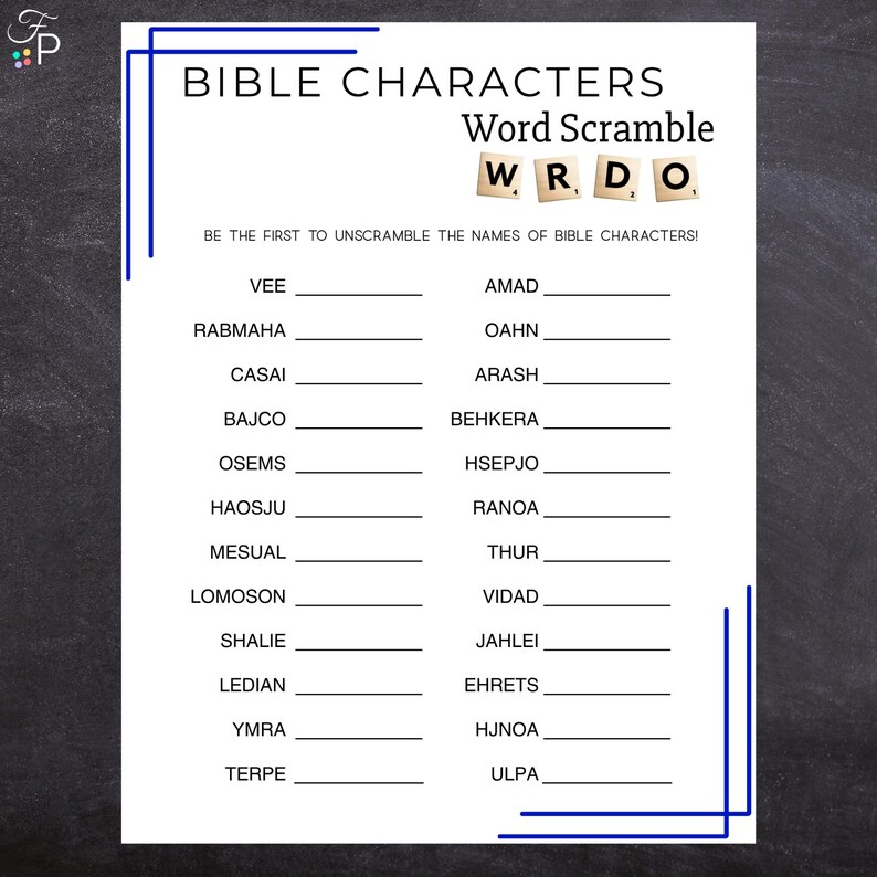 Bible Character Word Scramble | Printable Sunday School Game for Kids ...