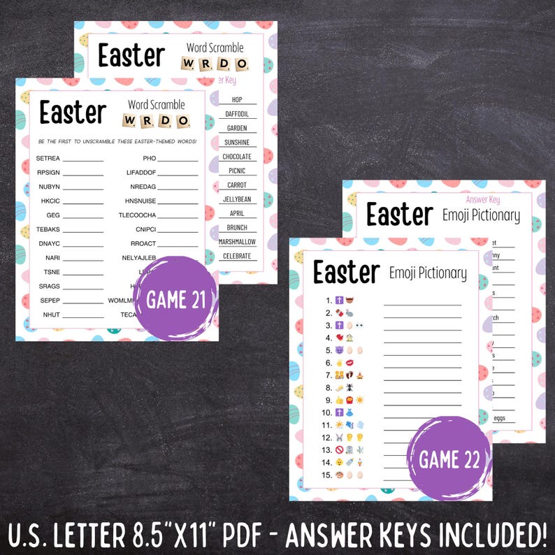 Easter Game Bundle | 25 Printable Easter Party Games for Kids, Adults ...