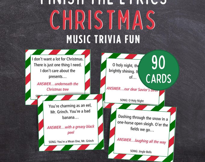 Christmas Finish the Lyrics Game - Music Trivia Fun Holiday Party Game ...