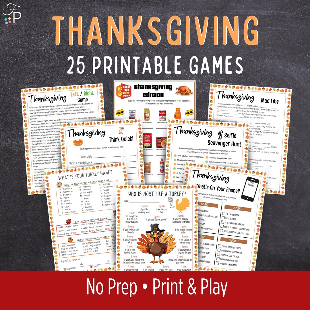 Thanksgiving Game Bundle - No Prep Party Games for Family ...