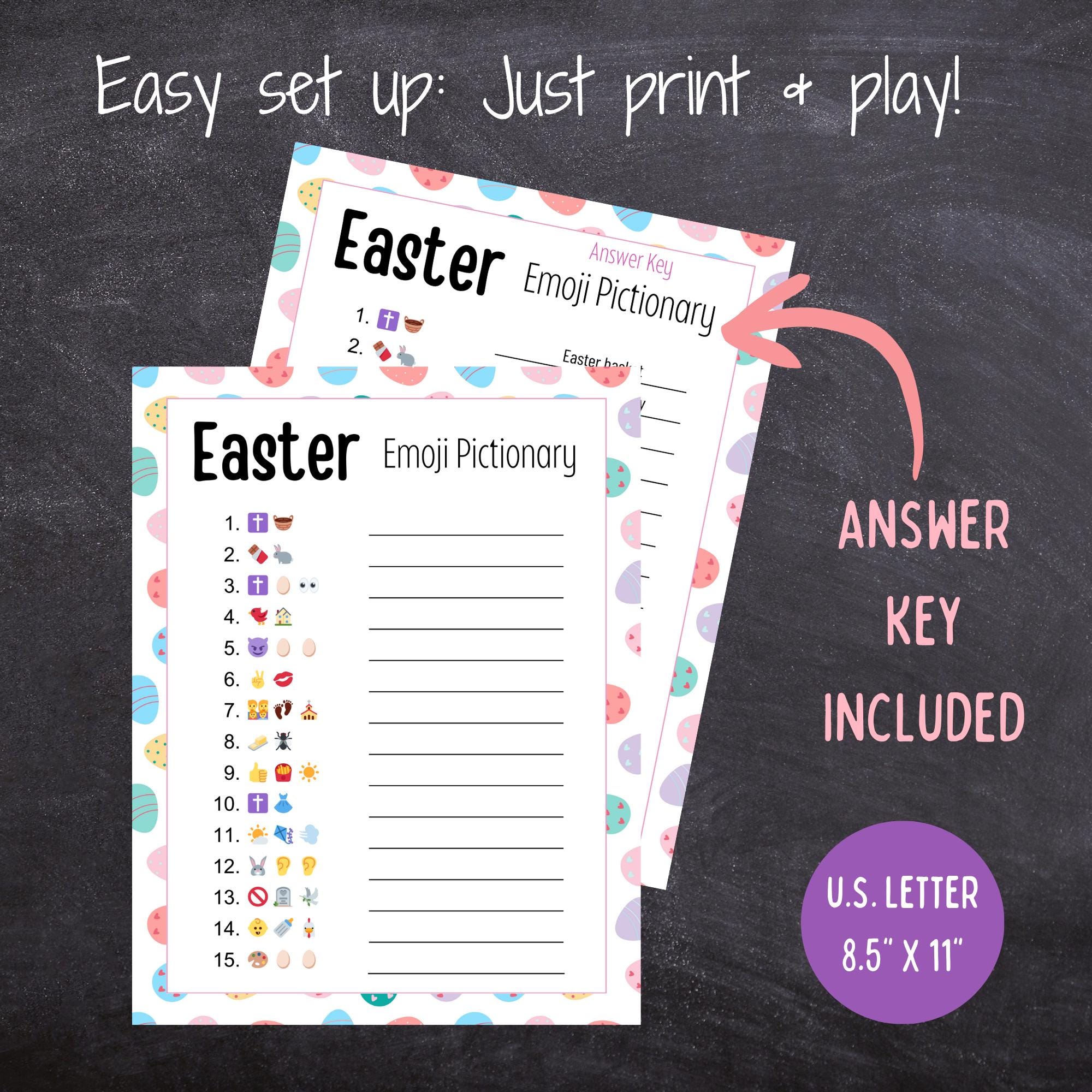 Easter Emoji Pictionary Game | Printable Easter Party Game for Kids ...
