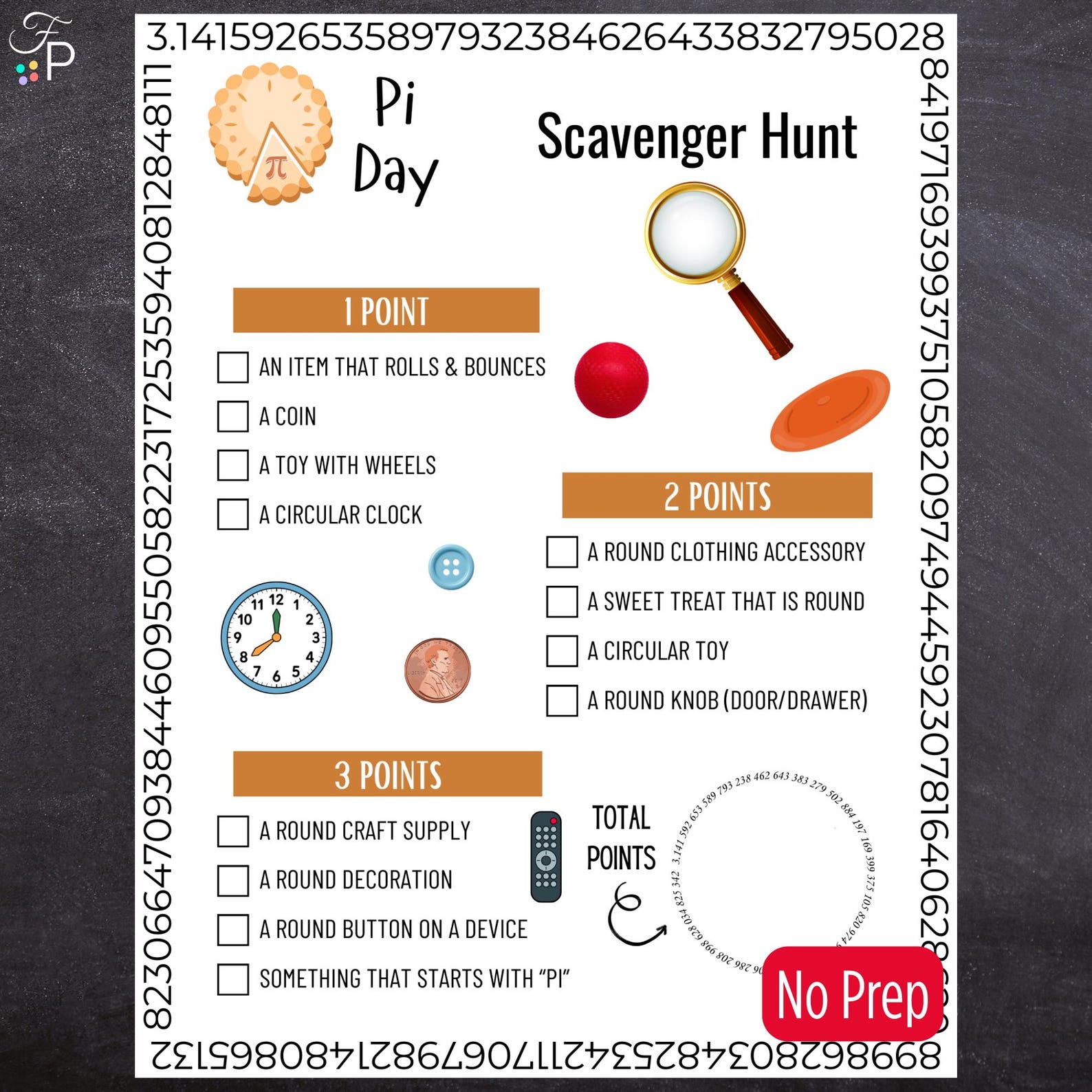 Pi Day Scavenger Hunt - Fun No Prep Printable Game for Kids Classroom ...