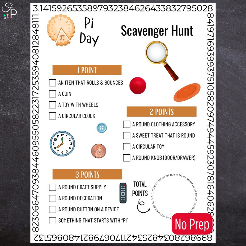 Pi Day Scavenger Hunt - Fun No Prep Printable Game for Kids Classroom ...