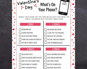 Valentine's What's on Your Phone Game, Printable Valentine's Game ...