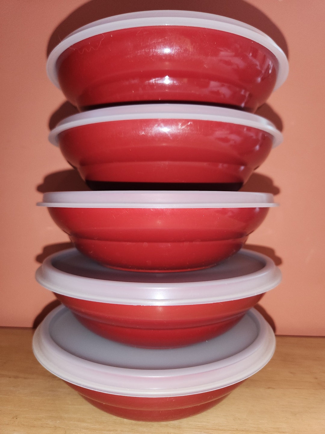 Tupperware Cereal Bowls #155 6" Diameter 8 Oz (sold Separately) Red ...