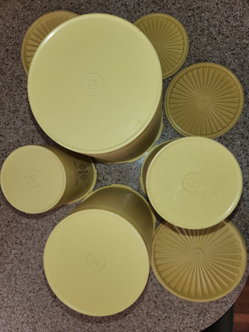 Vintage Tupperware Canisters Yellow Harvest Gold - Etsy