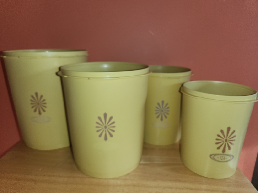 Vintage Tupperware Canisters Yellow Harvest Gold - Etsy