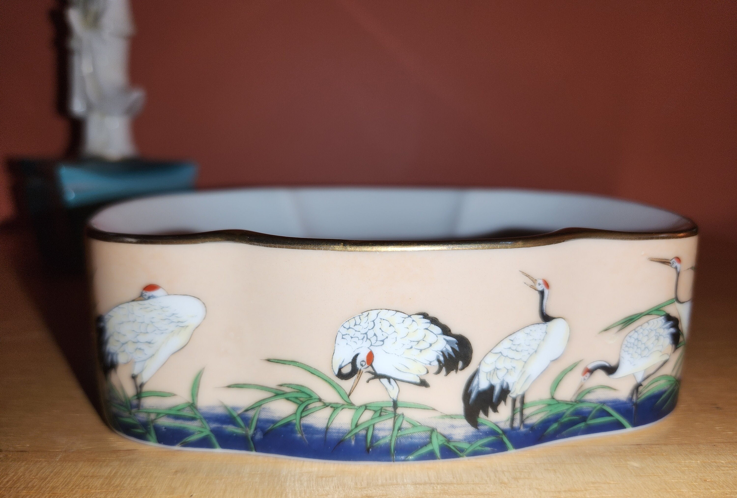 Vintage Asian Theme Candle and Crane Themed Soap Dish Japanese Chinese ...
