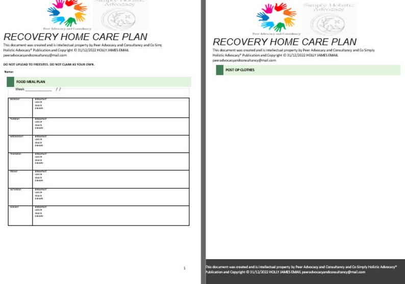 Recovery Home Care Plan - Etsy
