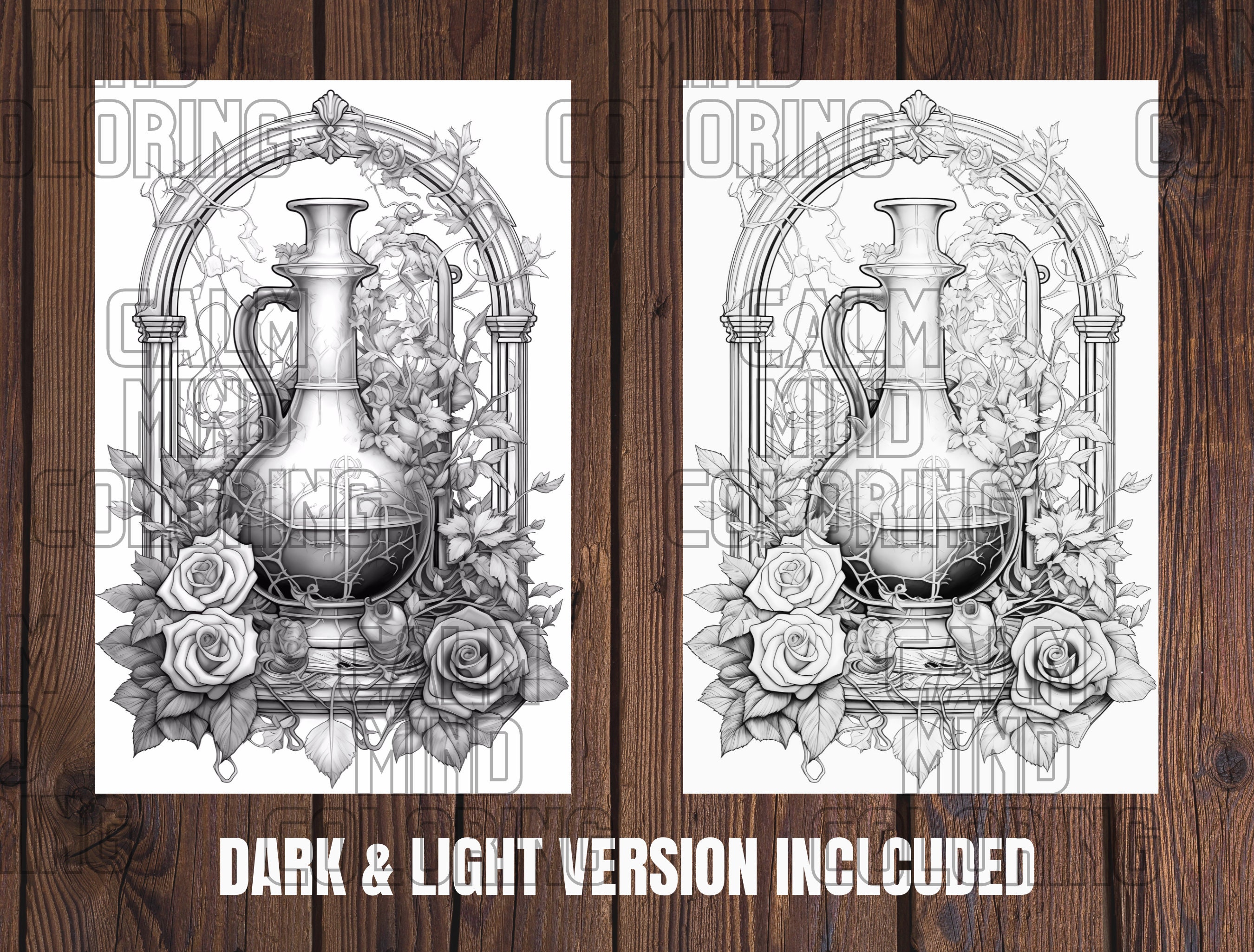 Mysthical Flower Potion Coloring Book 30 Pages Adults and - Etsy