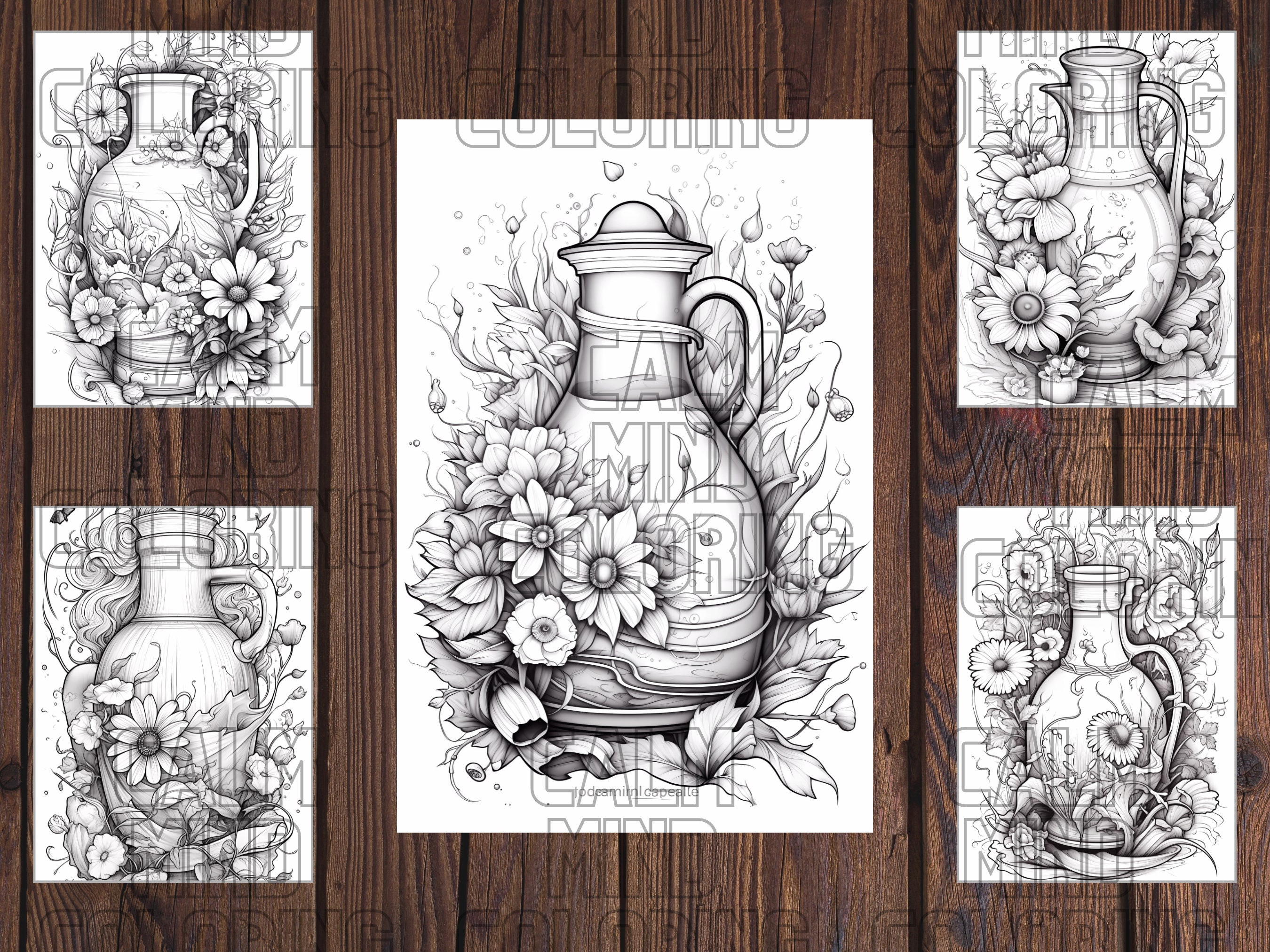 Mysthical Flower Potion Coloring Book 30 Pages Adults and - Etsy