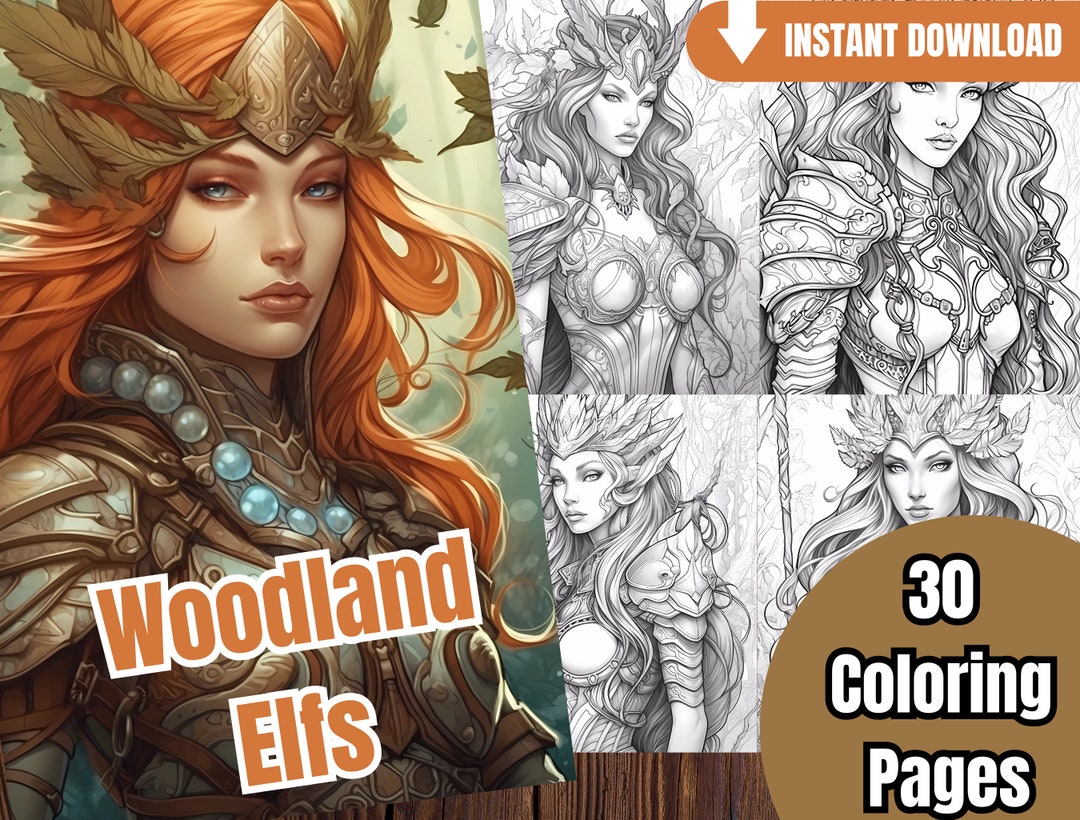 Woodland Elfs Women Coloring Book 30 Pages Adults and Kids - Etsy