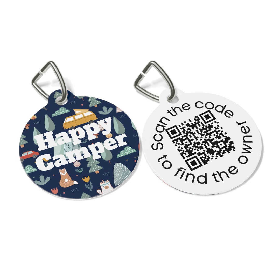Happy Camper QR Code Pet ID Tag for Dogs and Cats Powered by Pingtags ...