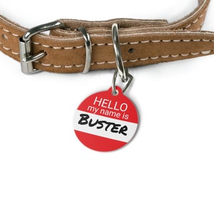 Hello My Name is Double-sided Pet ID Tag for Dogs and Cats - Etsy