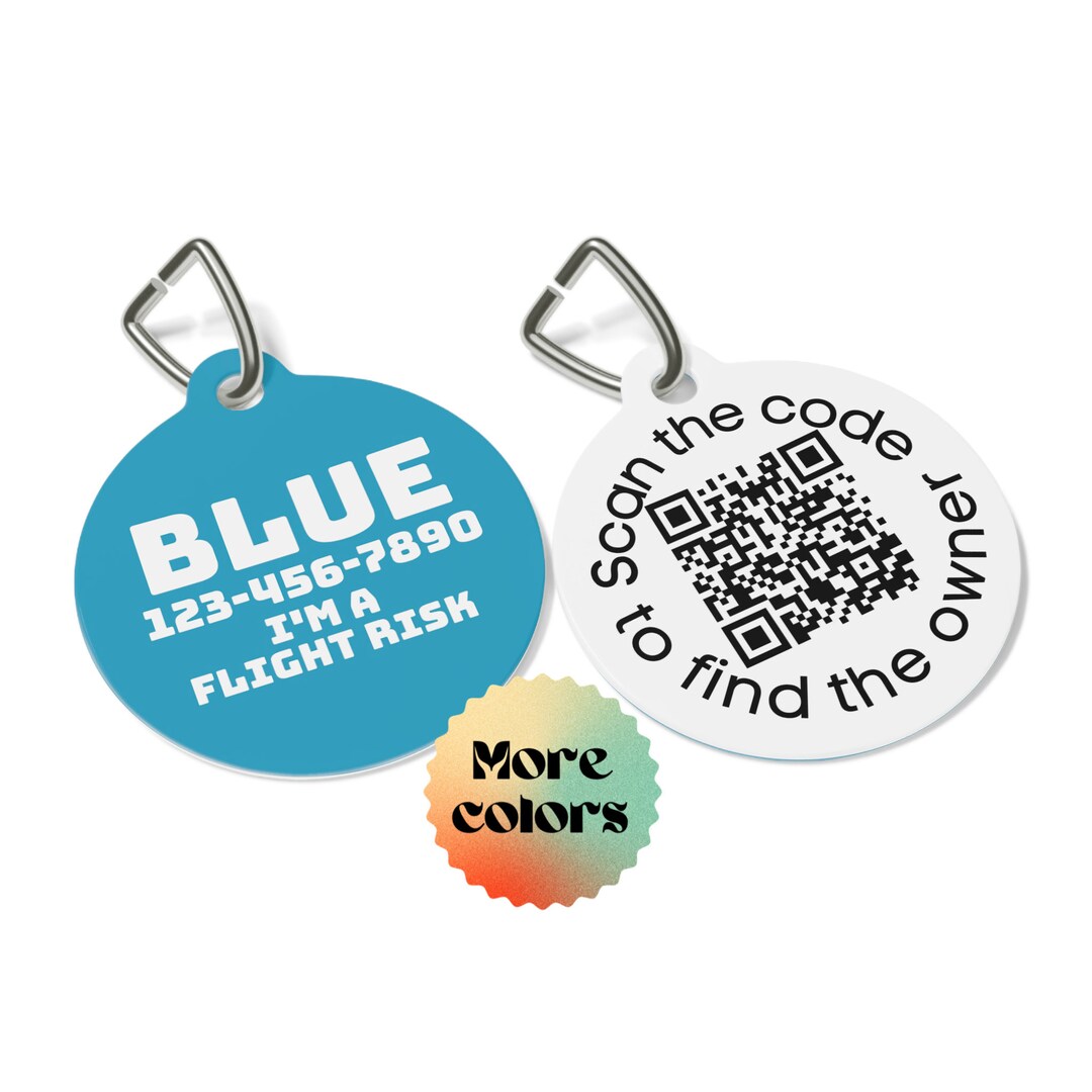 Solid Color QR Code Pet ID Tag for Dogs and Cats Powered by Pingtags - Etsy