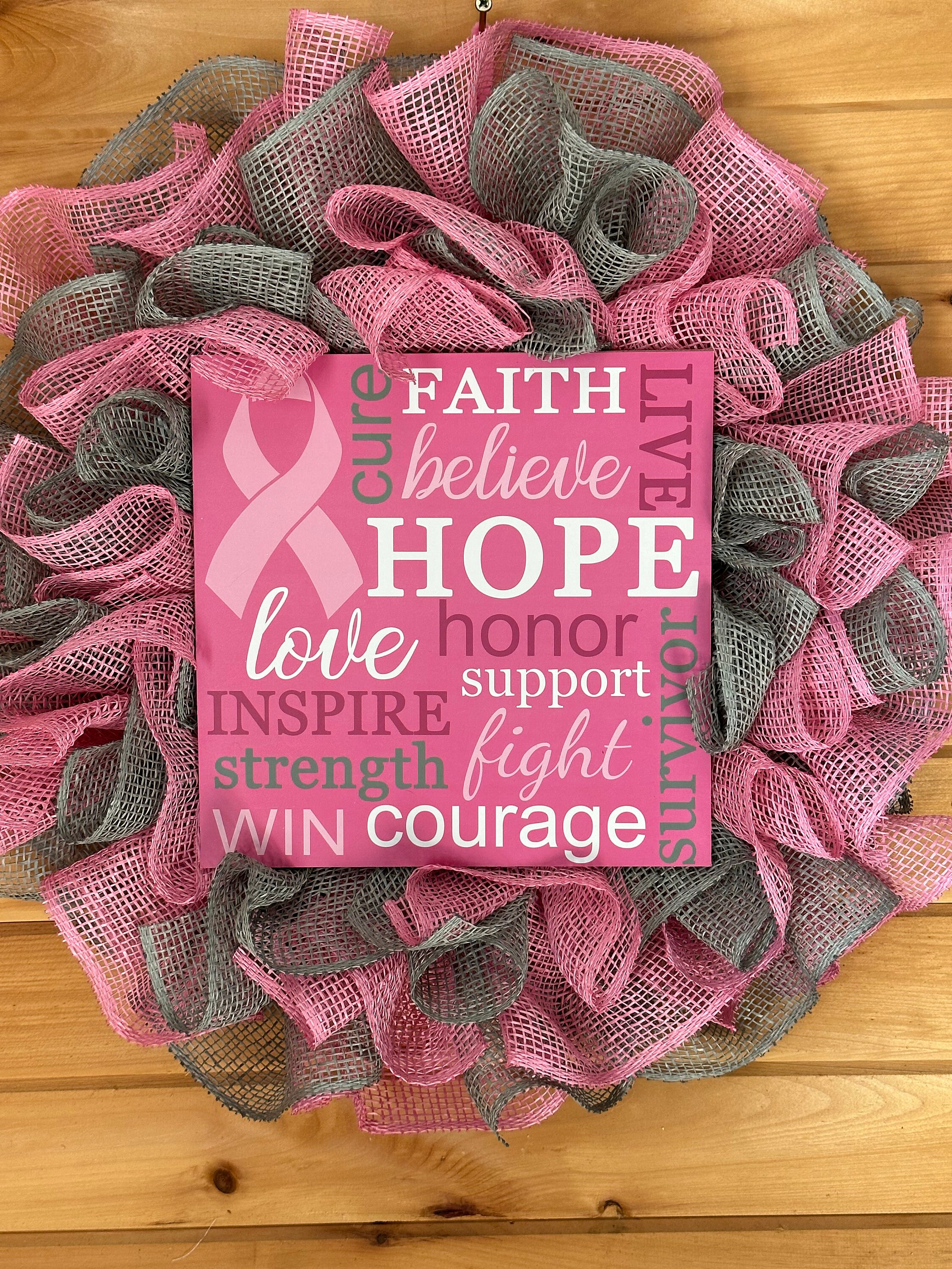 Breast Cancer Awareness Wreath, Breast Cancer Wreath, Breast Cancer ...