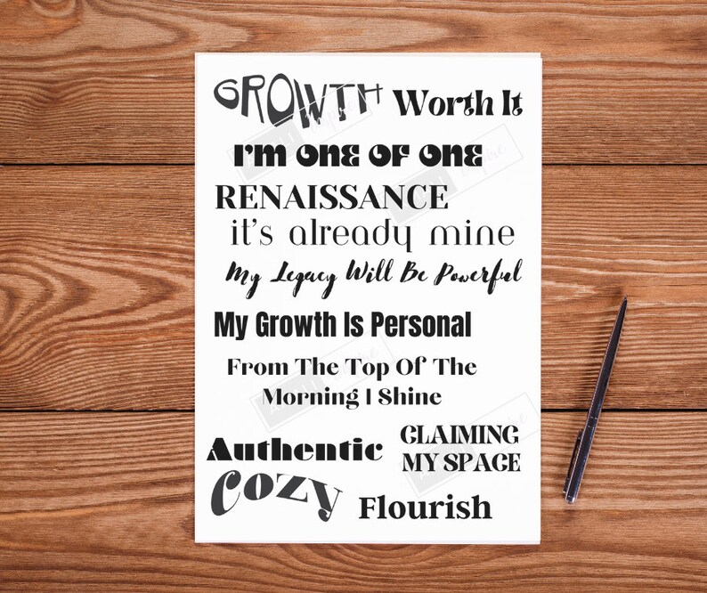 Digital Download | Affirmation Vision Board Printable | 50+ Phrases ...