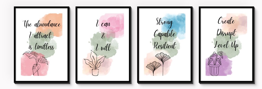 Digital Download | Self-care Art | Words of Affirmation Art | 4 Images ...