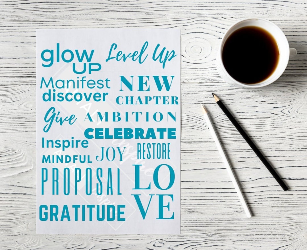 Digital Download | Self-care Vision Board Printable | 50+ Phrases ...