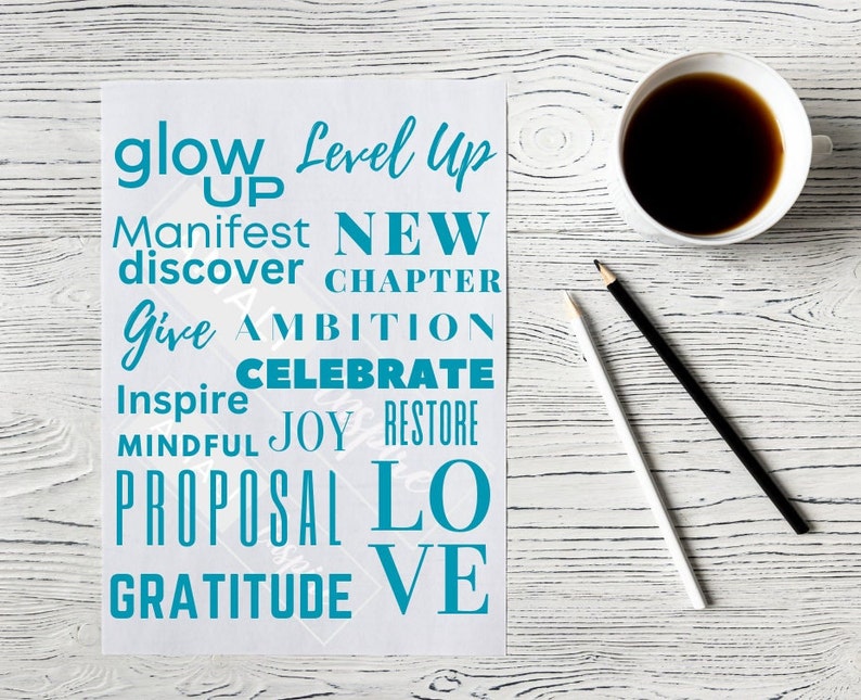 Digital Download | Self-care Vision Board Printable | 50+ Phrases ...