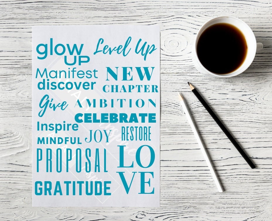 Digital Download | Self-care Vision Board Printable | 50+ Phrases ...