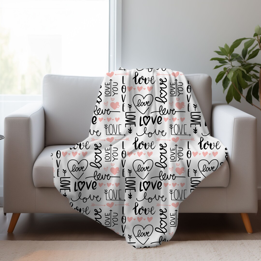 Love and Hearts Blanket, Valentines Day Gift for Girlfriend, Comfy Love ...