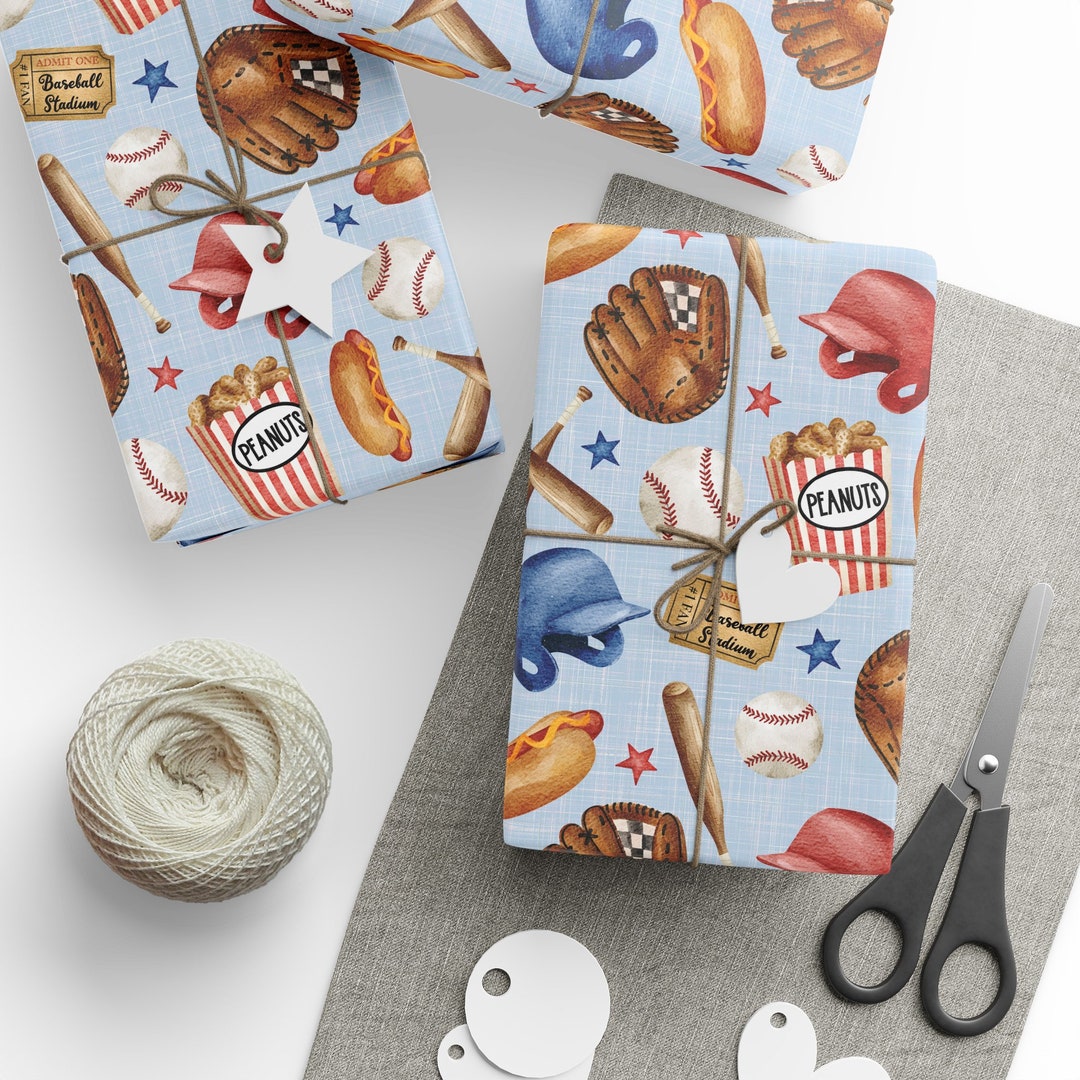 Baseball Themed Wrapping Paper. Matte/glossy Finish. 2 Sizes - Etsy