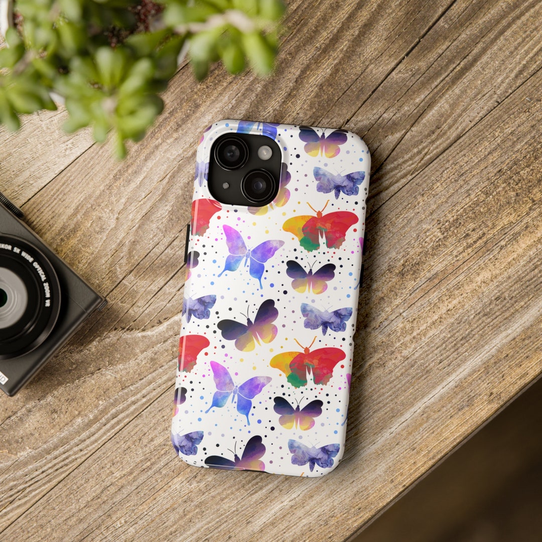 Watercolor Rainbow Butterflies Phone Case for iPhone - Personalization ...