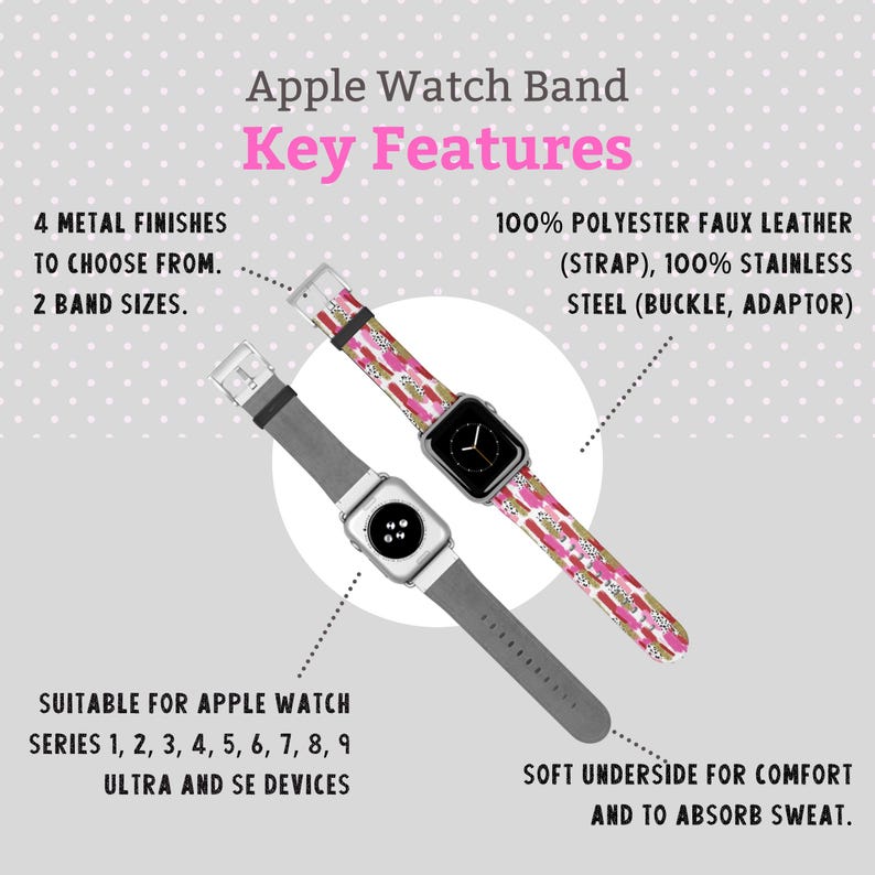 Blue Floral Faux Leather Apple Watch Band - Etsy
