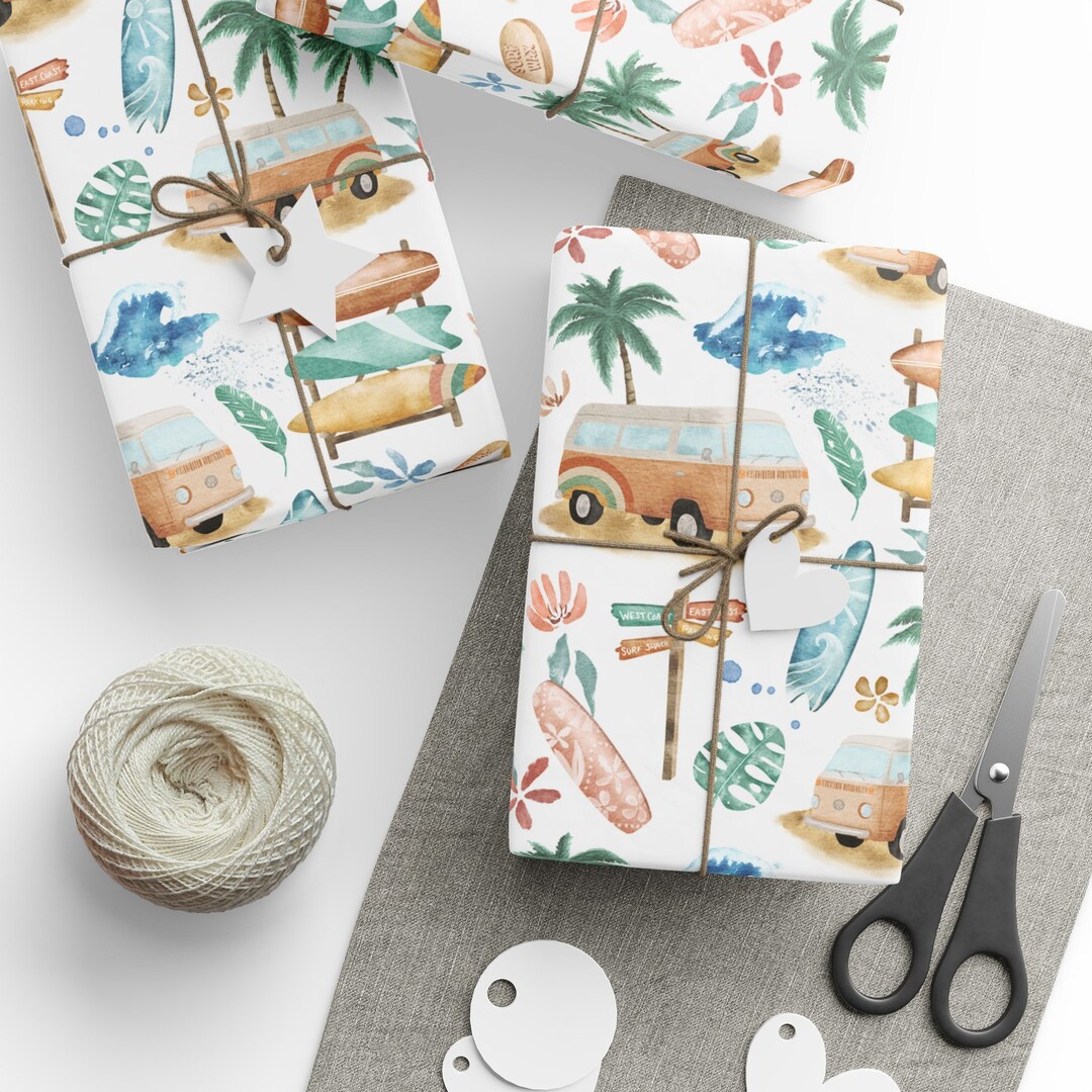 Beach Themed Surfing Wrapping Paper. Matte/glossy Finish. 2 Sizes - Etsy