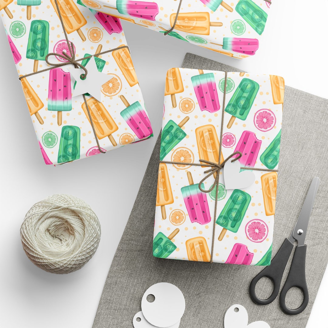 Fun Ice Pop Summer Themed Wrapping Paper. Matte/glossy Finish. 2 Sizes ...