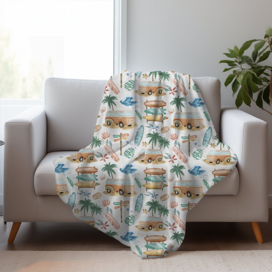 Surf Boards Beach Themed Blanket, Available in Lightweight Velveteen ...