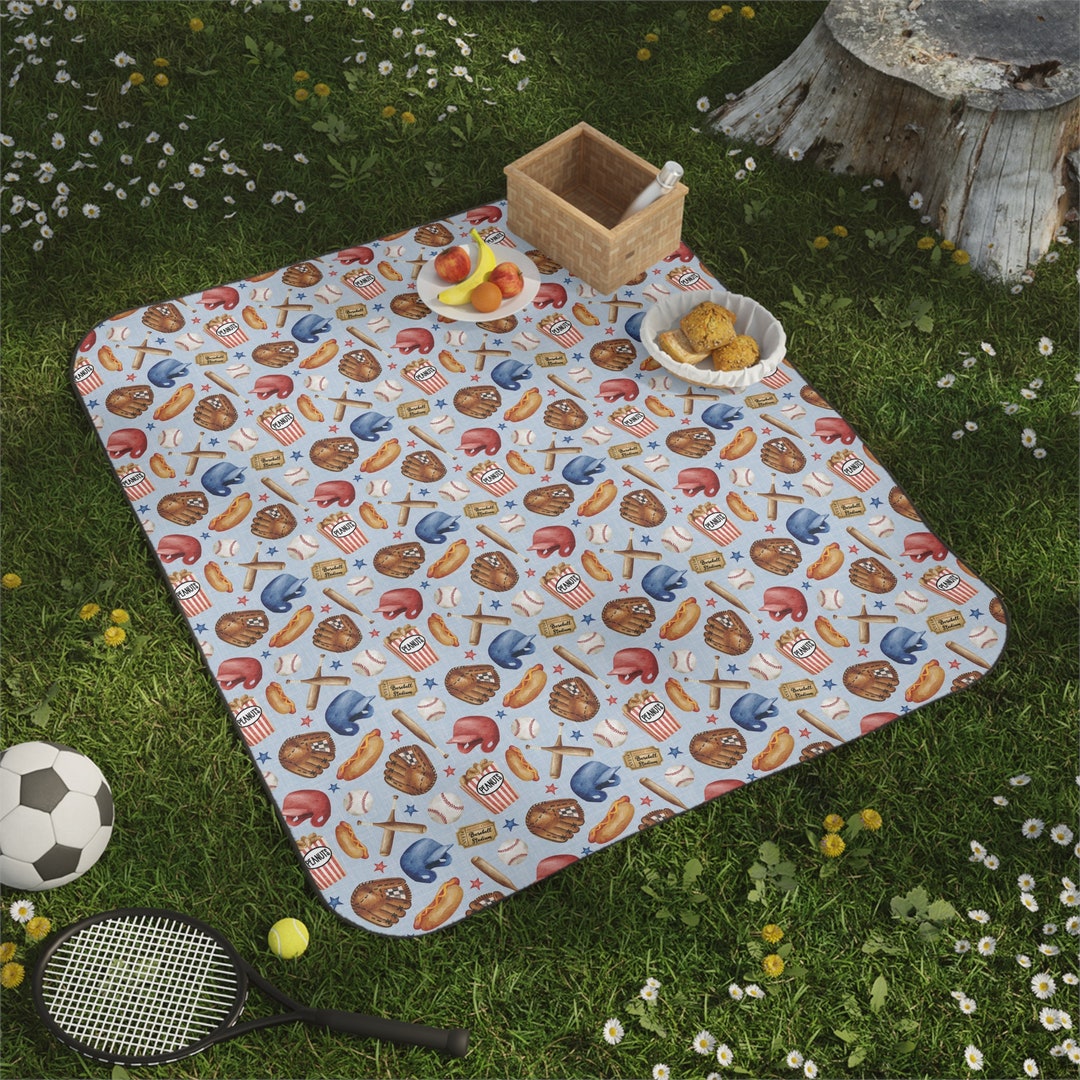 Baseball Picnic Blanket: Waterproof Fleece Blanket With Carry Strap - Etsy